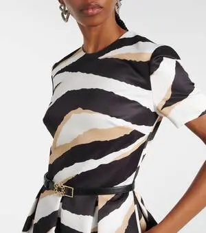 Elie Saab Printed Silk-blend Midi Dress