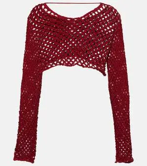 BANANHOT Open-knit Crop Top - Red