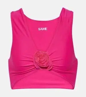 SAME Rose Floral-applique Bikini Top - Pink