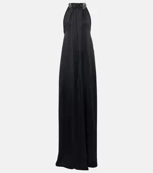 Stella McCartney Embroidered Halterneck Gown - Black