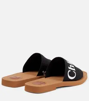 Chloé Woody Canvas Slides - Black
