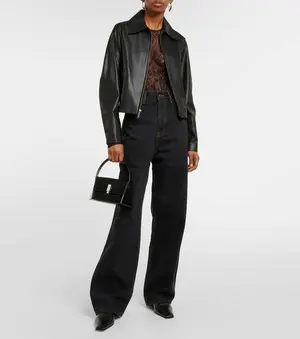 Wardrobe.NYC Floral Lace Bodysuit - Black