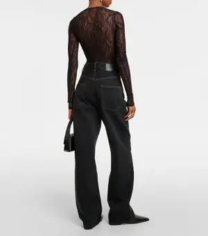 Wardrobe.NYC Floral Lace Bodysuit - Black