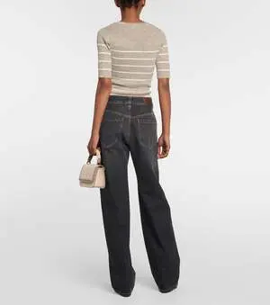 Brunello Cucinelli Embellished Wide-leg Jeans - Grey
