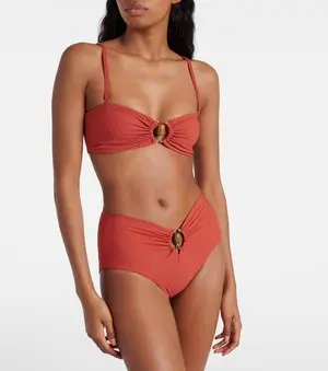 Christopher Esber Embellished Ruched Bikini Top