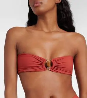 Christopher Esber Embellished Ruched Bikini Top