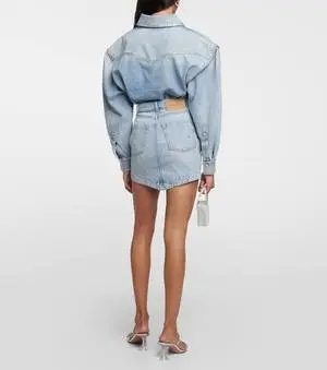 Alexandre Vauthier Embellished Denim Miniskirt
