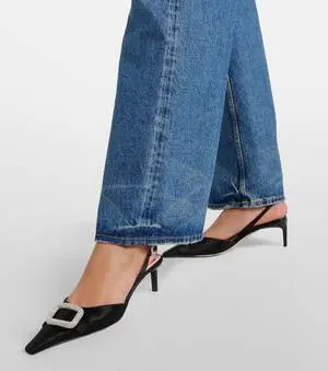 ROGER VIVIER D'orsay Embellished Satin Slingback Pumps