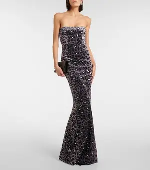 Alex Perry Leopard-print Velvet Gown