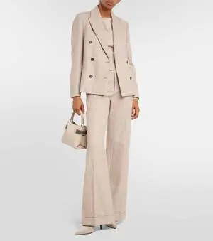 Brunello Cucinelli Chevron Wool-blend Blazer - Neutrals