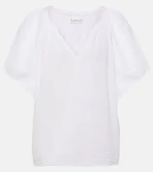 Velvet By Graham & Spencer Embroidered Cotton Top - White