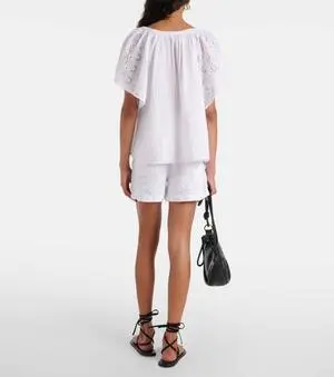 Velvet By Graham & Spencer Embroidered Cotton Top - White