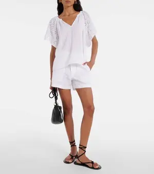 Velvet By Graham & Spencer Embroidered Cotton Top - White