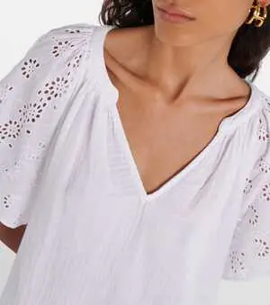 Velvet By Graham & Spencer Embroidered Cotton Top - White