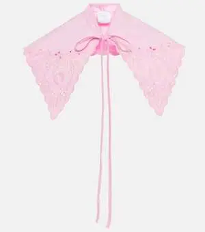 PATOU Embroidered Cotton Poplin Collar - Pink