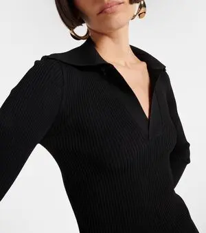 Saint Laurent Ribbed-knit Polo Sweater