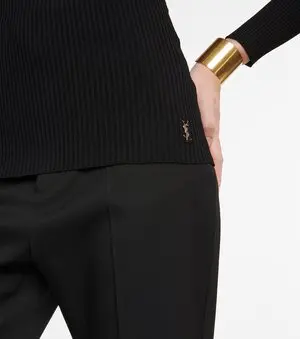 Saint Laurent Ribbed-knit Polo Sweater