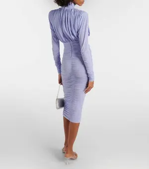 Alex Perry Ruched Crepe Jersey Midi Dress