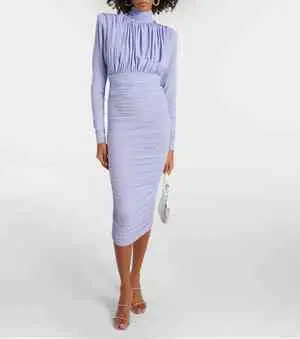 Alex Perry Ruched Crepe Jersey Midi Dress