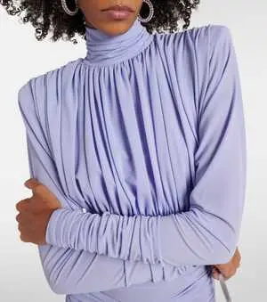 Alex Perry Ruched Crepe Jersey Midi Dress