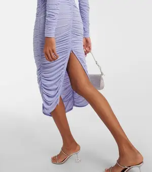 Alex Perry Ruched Crepe Jersey Midi Dress