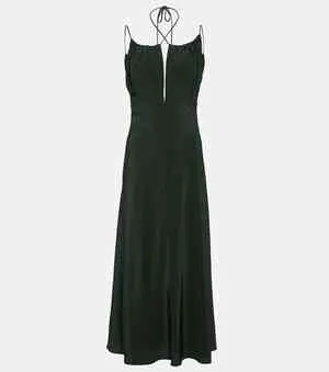 TOTEME Silk Crepe De Chine Midi Dress - Green