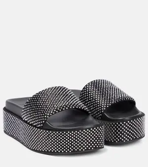 Versace Embellished Satin Platform Slides