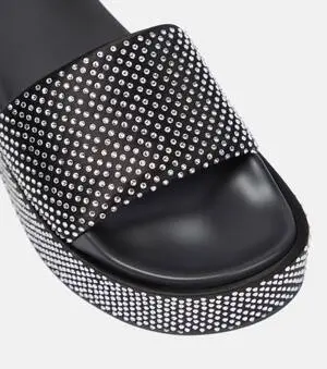 Versace Embellished Satin Platform Slides