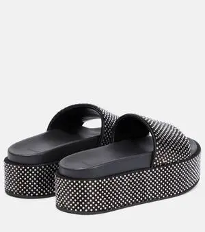 Versace Embellished Satin Platform Slides