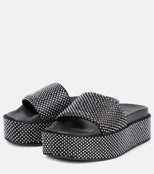 Versace Embellished Satin Platform Slides