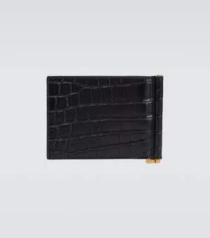 Saint Laurent Cassandre Croc-effect Leather Wallet