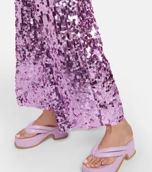 Oseree Sequined High-rise Wide-leg Pants