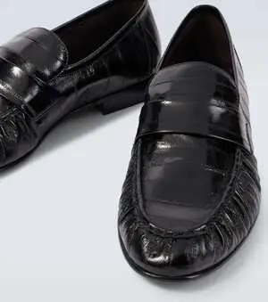 THE ROW Soft Paneled Leather Loafers