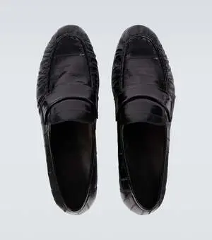 THE ROW Soft Paneled Leather Loafers