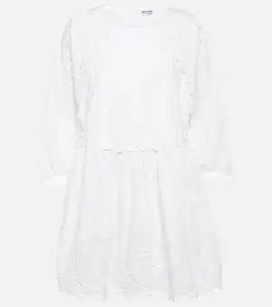 JULIET DUNN Embroidered Cotton Poplin Mini Dress