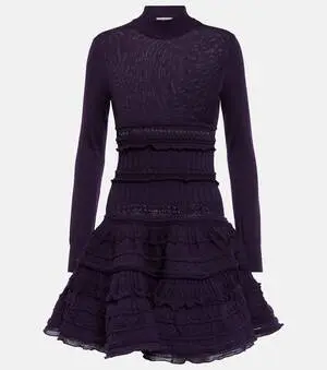 Alaïa Ruffle Virgin Wool Minidress