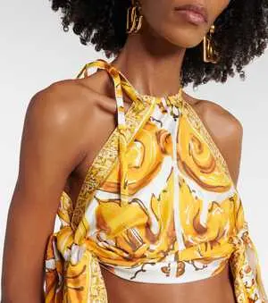 Dolce & Gabbana Majolica Silk Satin Top