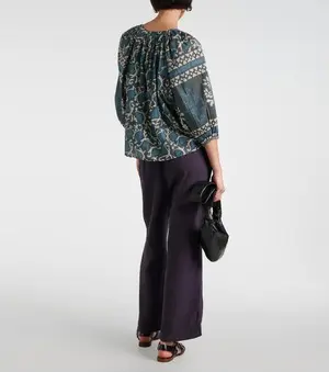 Velvet By Graham & Spencer Dayana Printed Cotton And Silk Blouse - Blue