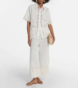 ALEMAIS Embroidered Linen Culottes