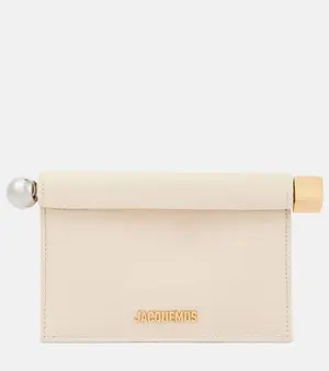 Jacquemus La Petite Pochette Rond Carre Leather Clutch - White