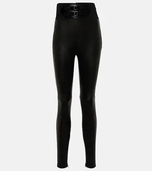 Alaïa High-rise Belted Leather Leggings