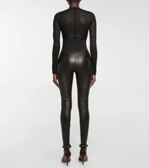 Alaïa High-rise Belted Leather Leggings