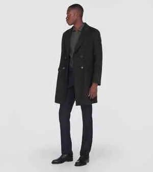 Zegna Wool And Cashmere-blend Overcoat - Black