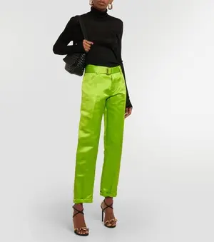 TOM FORD Cuffed Straight Silk Pants