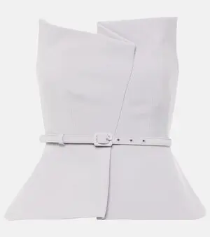 Roland Mouret Asymmetric Strapless Peplum Top - Grey