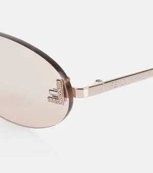 Fendi First Crystal Oval Sunglasses - Blue