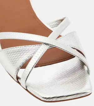 MALONE SOULIERS Penn Embossed Leather Slides - Silver