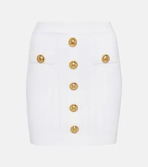 Balmain High-rise Knit Miniskirt - White