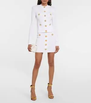 Balmain High-rise Knit Miniskirt - White