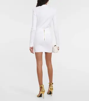 Balmain High-rise Knit Miniskirt - White